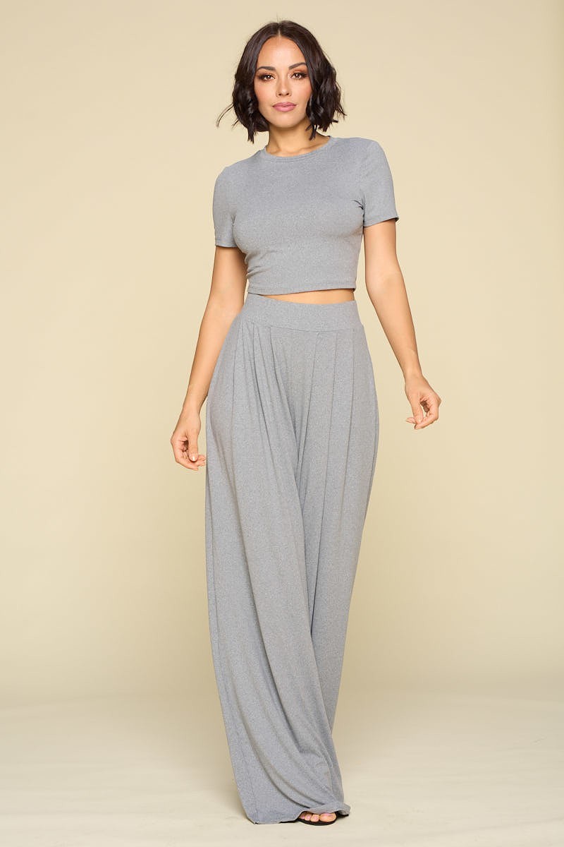 Crop Top And Palazzo Pants Set - Angelica's Attire